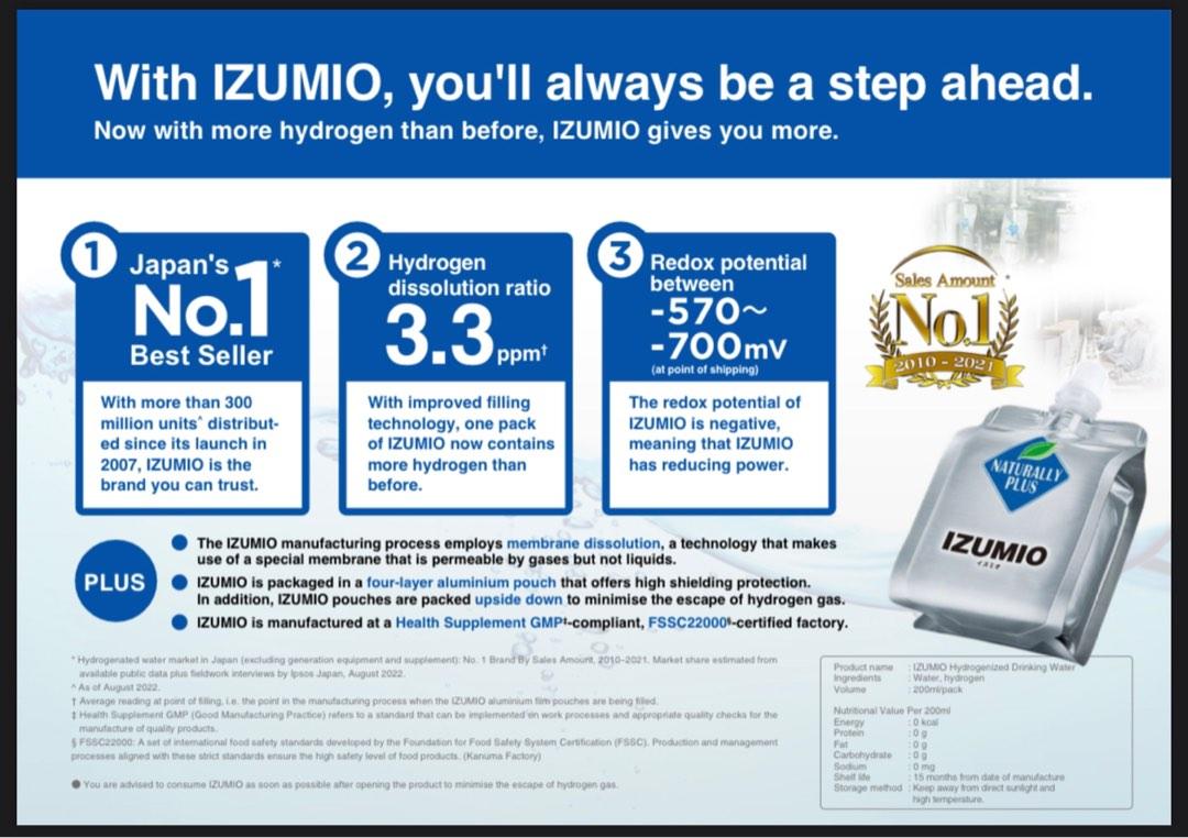 Izumio Hydrogenated Water | 1 carton x 30 pkts, Health & Nutrition ...