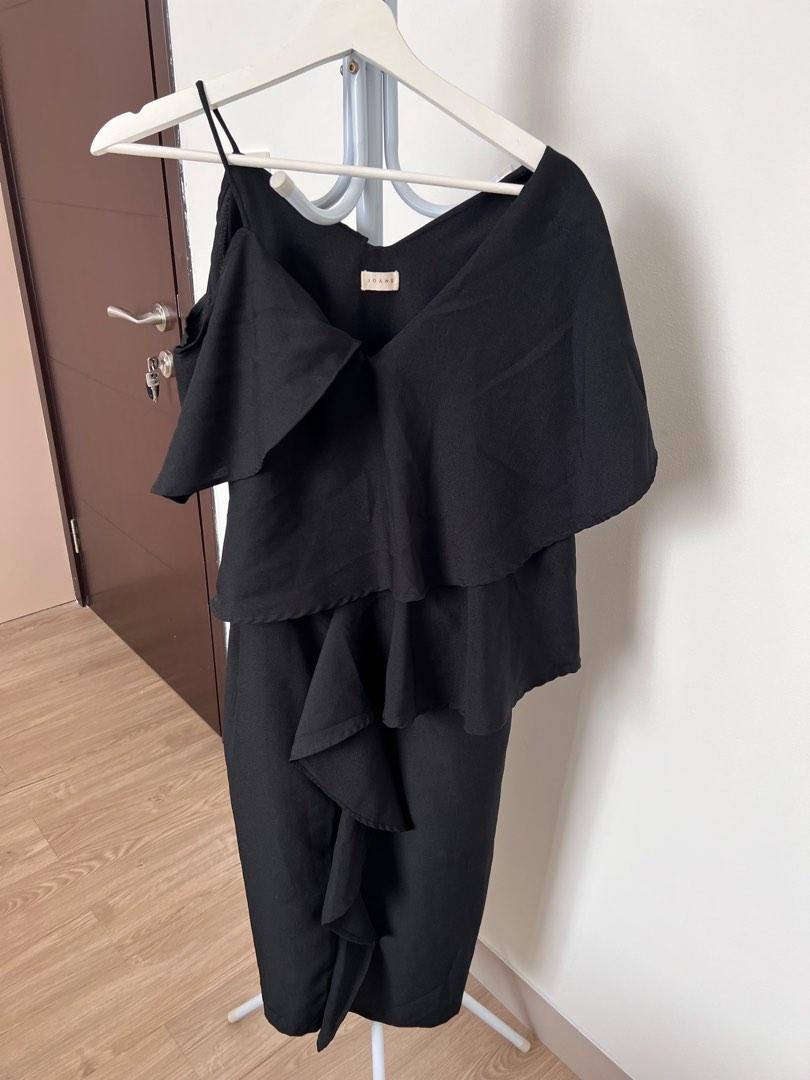 Joanne Black Dress Dress Hitam Semi Formal, Fesyen Wanita, Pakaian ...