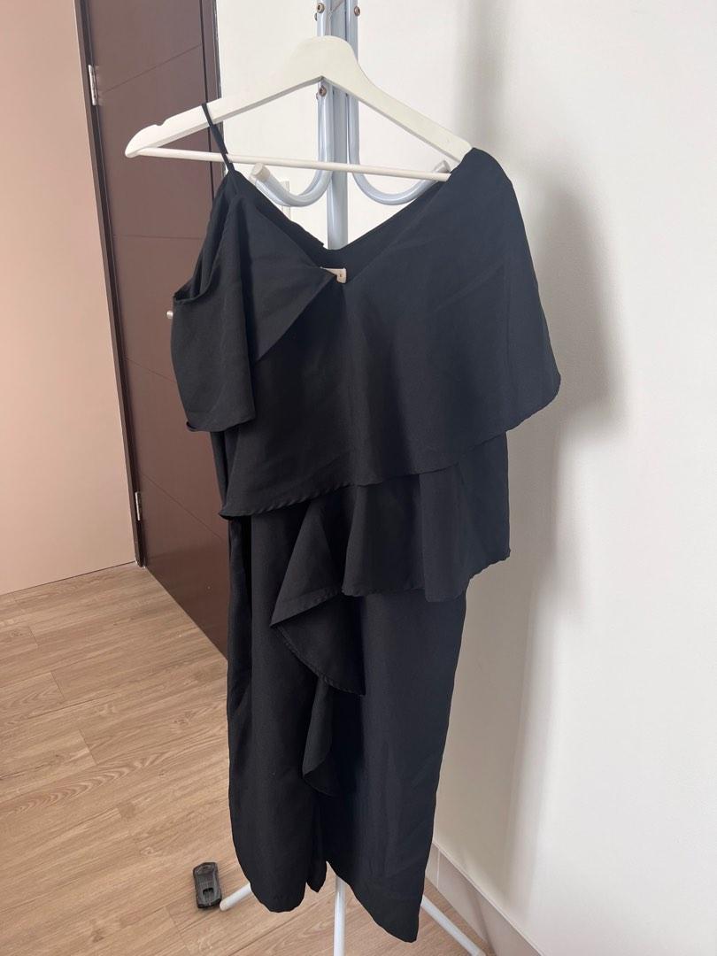 Joanne Black Dress Dress Hitam Semi Formal, Fesyen Wanita, Pakaian ...