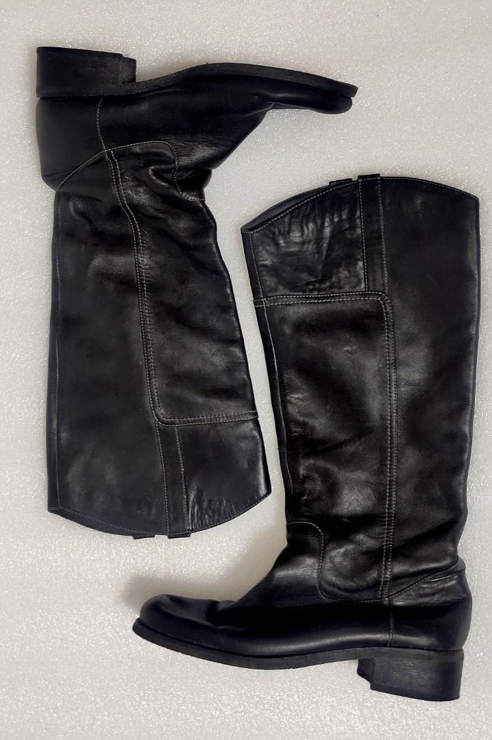 Joy and Peace black shiny above the anckle boots, Women's Fashion ...
