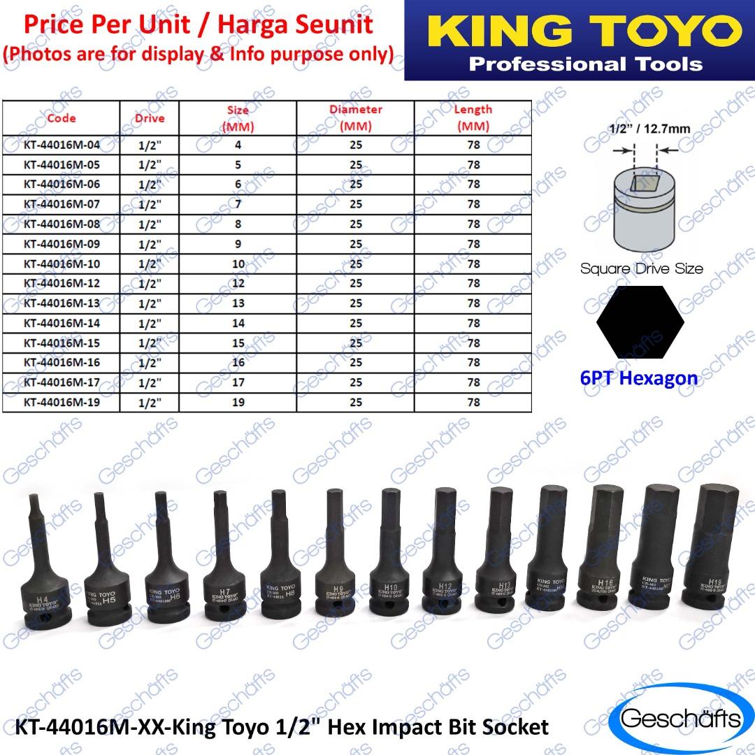 King Toyo 1/2"DR. Impact Torx Bit Socket Set, Furniture & Home Living ...