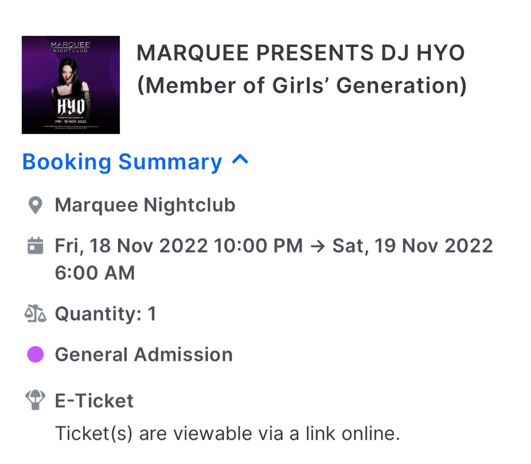Marquee tickets DJ HYO, Tickets & Vouchers, Event Tickets on Carousell