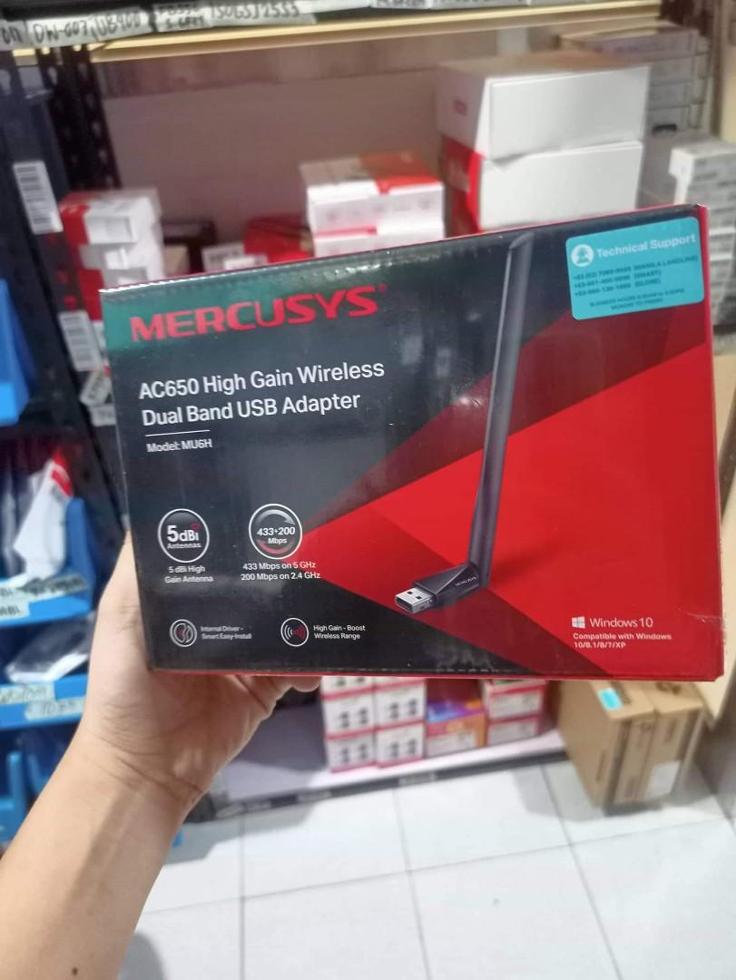 Mercusys MU6H AC650 High Gain Wireless Dual Band Wi-Fi USB Adapter ...