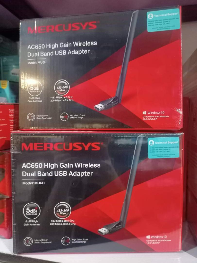 Mercusys MU6H AC650 High Gain Wireless Dual Band Wi-Fi USB Adapter ...