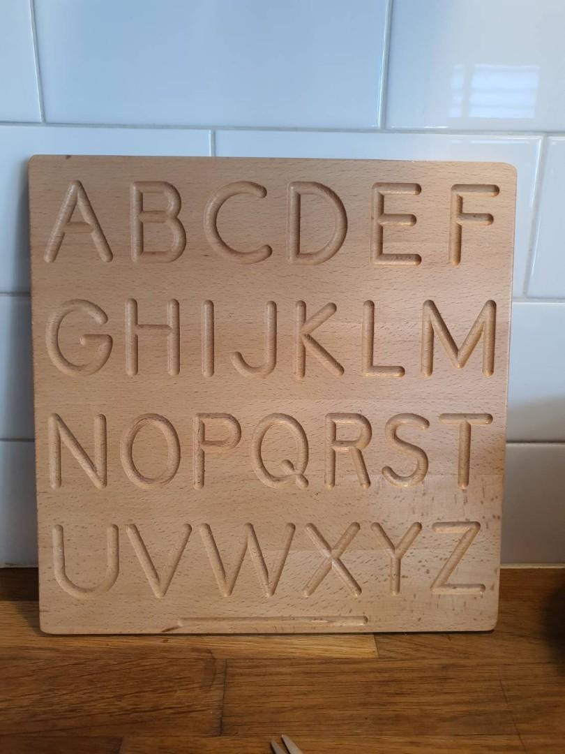 Montessori 30cm wooden alphabet writing board, Babies & Kids, Infant ...
