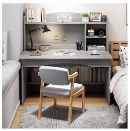 Morandi Grey industrial style study desk with shelf, Furniture & Home ...