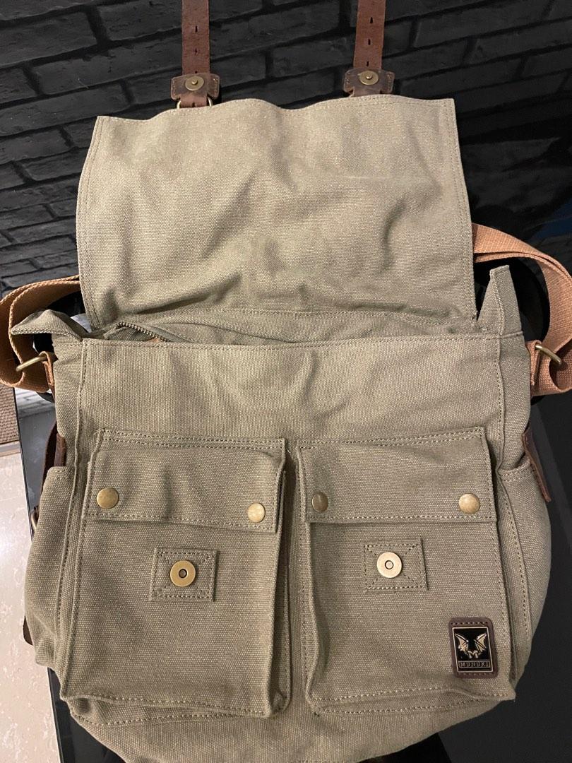 Munuki Canvas and Leather Sling Bag (NEW), Men's Fashion, Bags, Sling ...