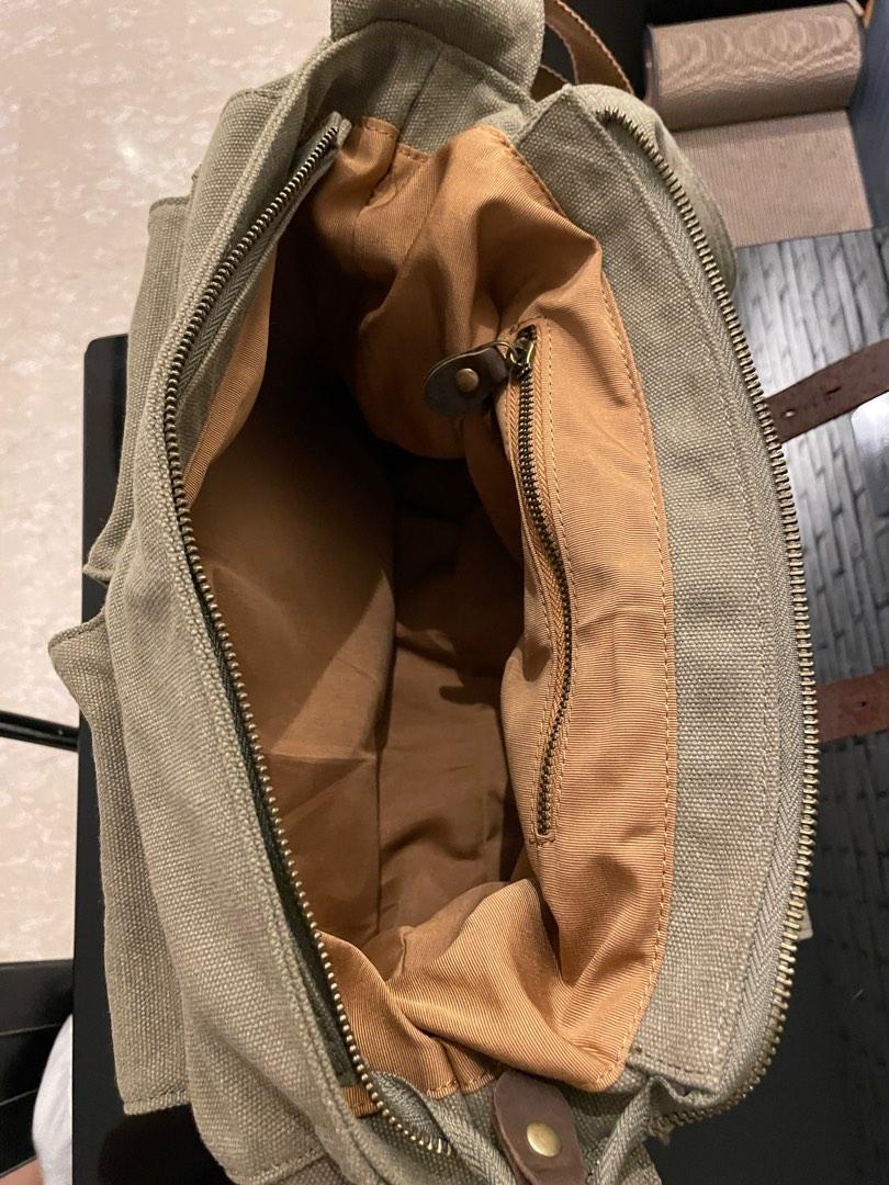 Munuki Canvas and Leather Sling Bag (NEW), Men's Fashion, Bags, Sling ...