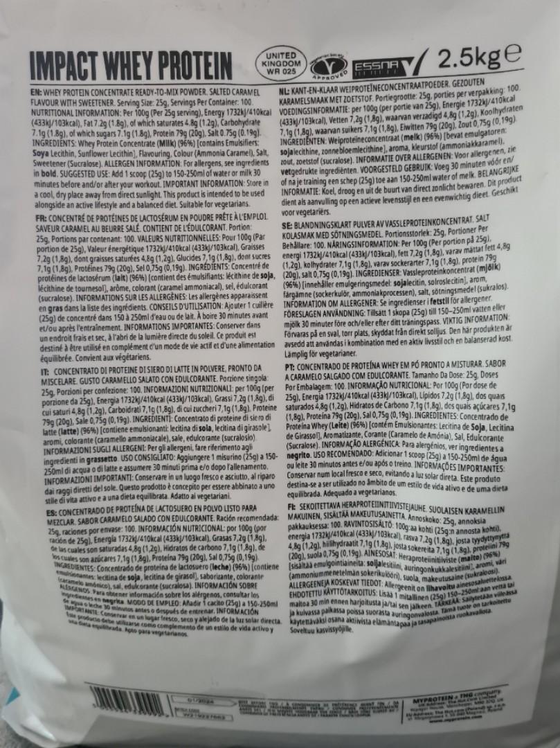 MyProtein Whey Protein 2.5kg, Health & Nutrition, Health Supplements ...