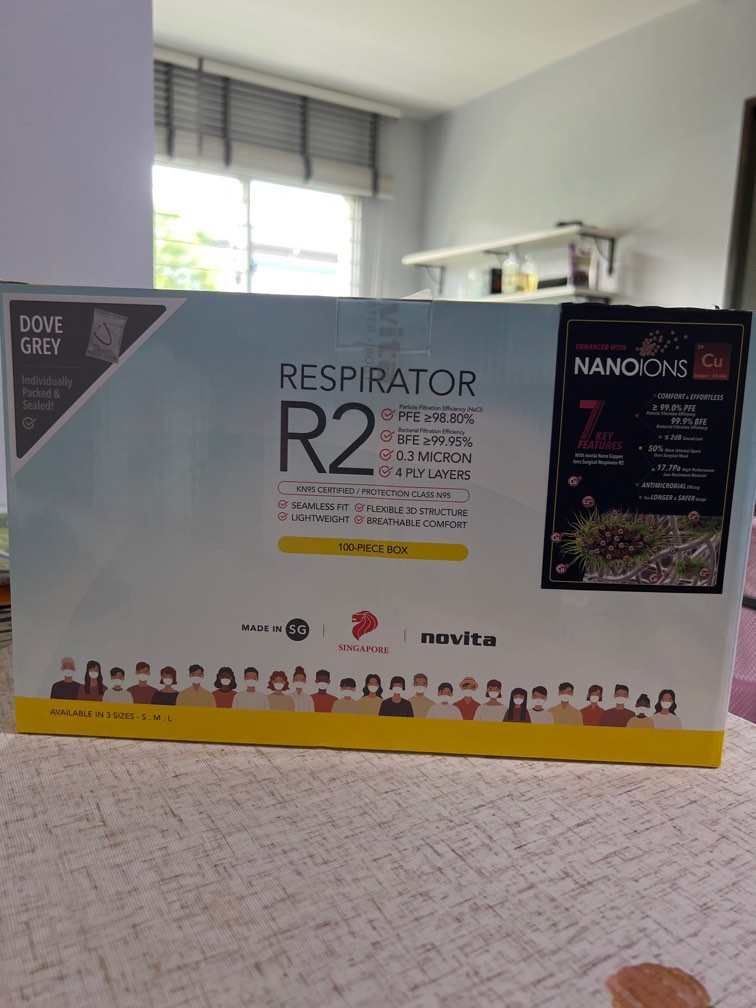 Novita Nano Copper Ion Surgical Respirator R2 Earband KN95, Health ...