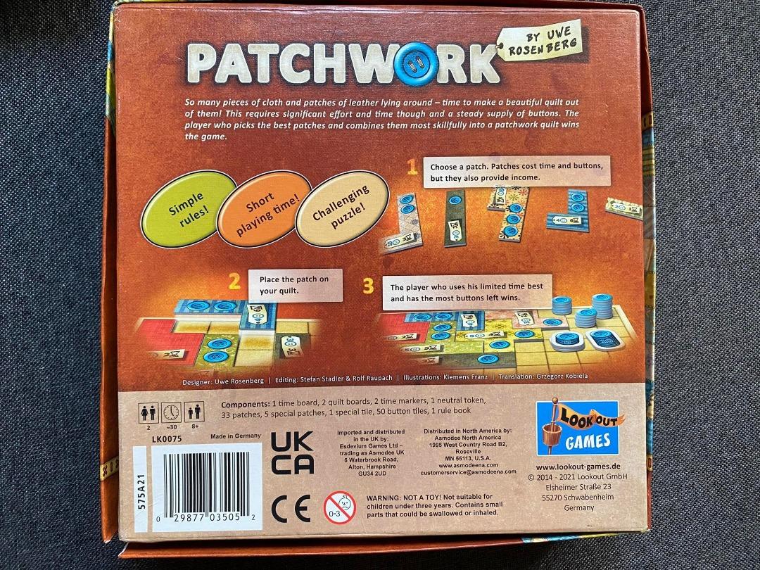 Patchwork Board Game Hobbies And Toys Toys And Games On Carousell