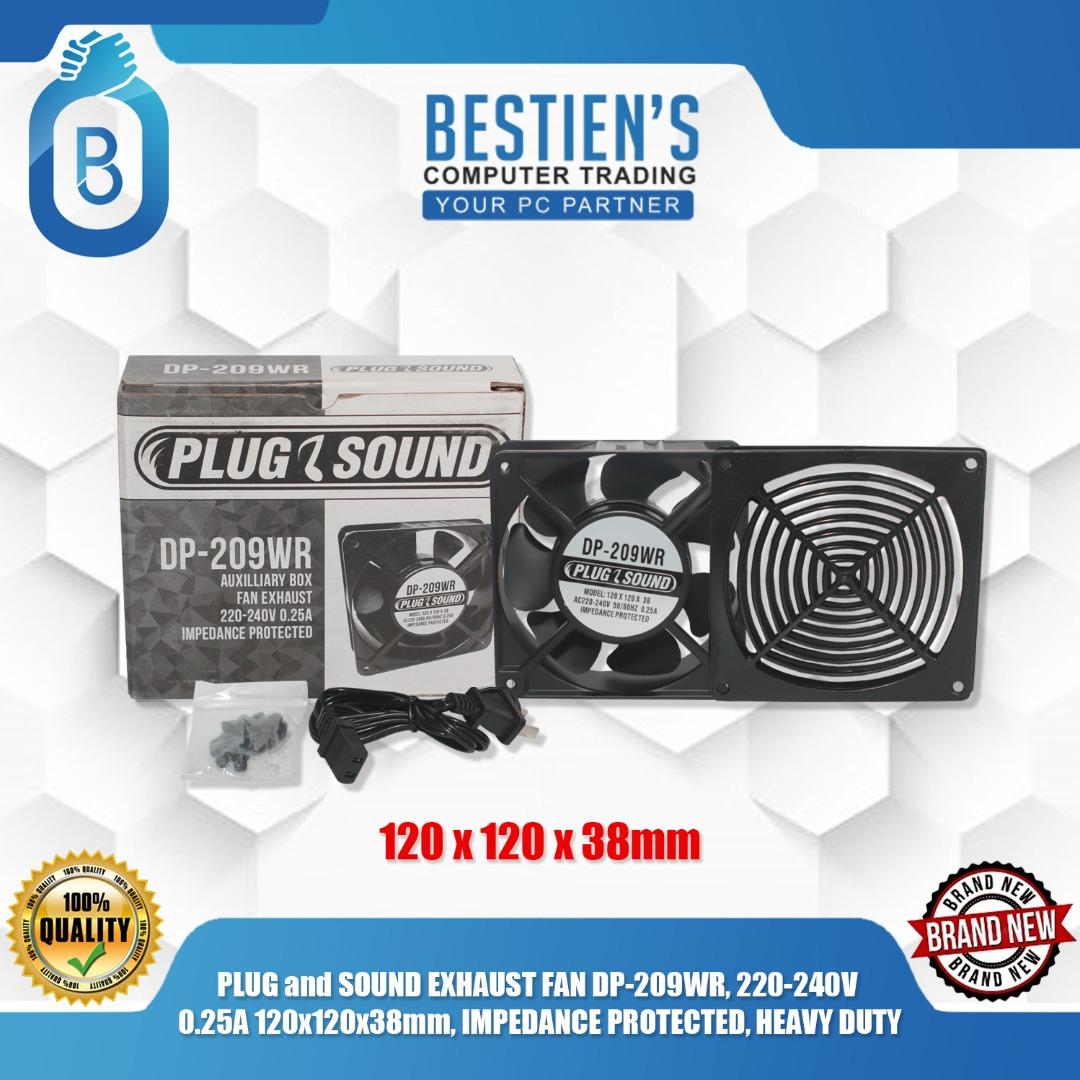PLUG and SOUND EXHAUST FAN DP-209WR, 220-240V 0.25A 120x120x38mm ...