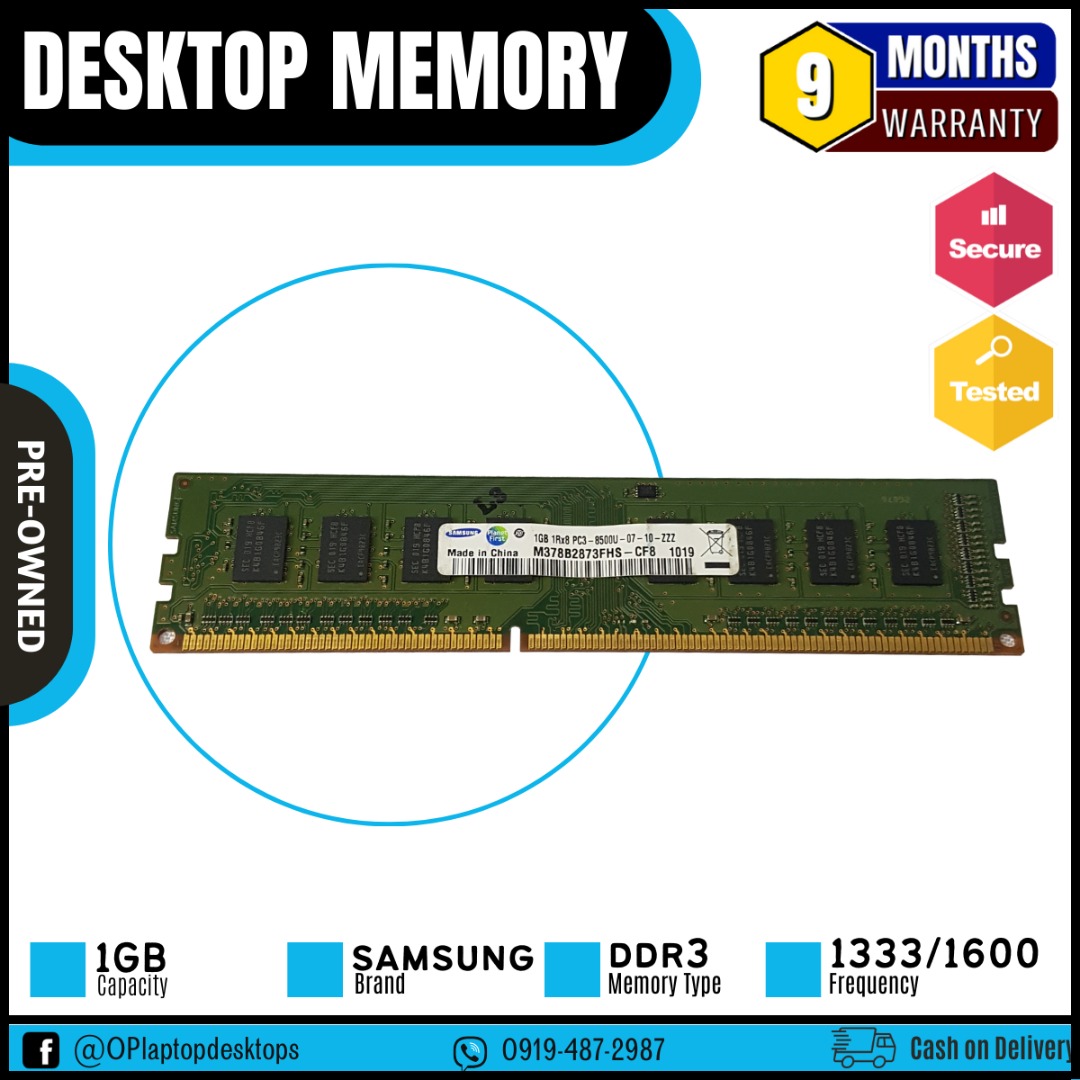 Pre Owned Desktop Memory 1GB DDR3 8500U, Computers & Tech, Desktops on ...