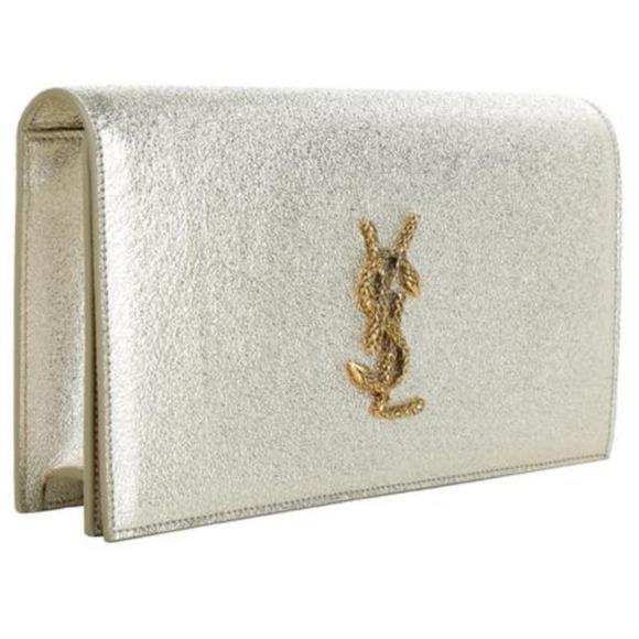RARE YSL Snake Logo Monogram Metallic Clutch, Luxury, Bags & Wallets on ...