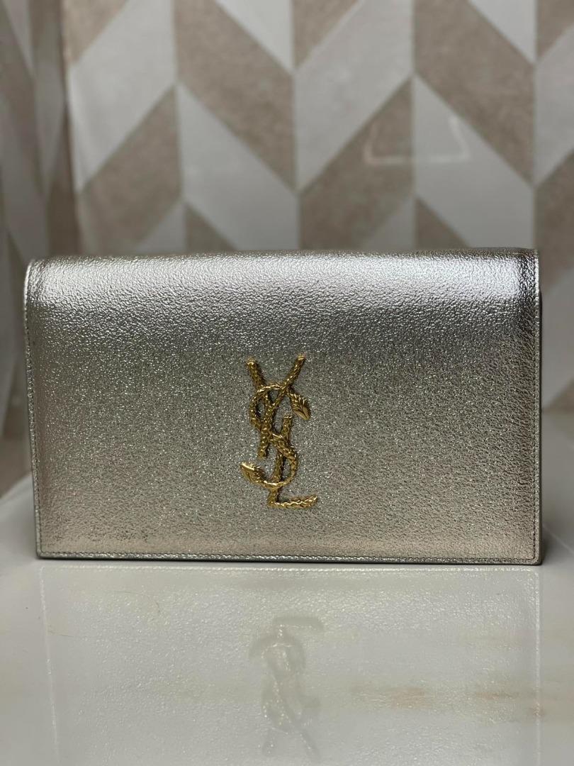 RARE YSL Snake Logo Monogram Metallic Clutch, Luxury, Bags & Wallets on ...