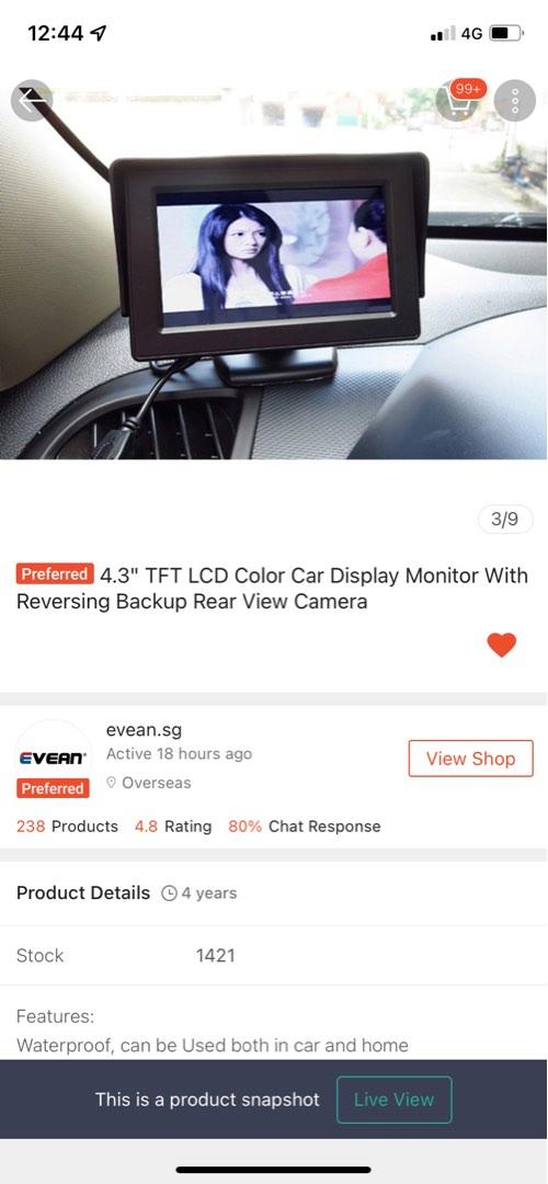 Rear car cam : 4.3" TFT LCD Color Car Display Monitor With Reversing ...