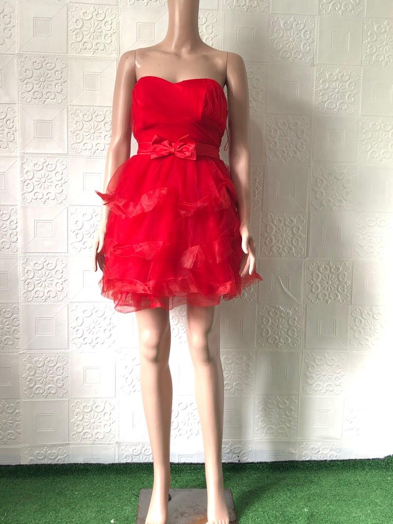 Red Cocktail Filipiniana Dress, Women's Fashion, Dresses & Sets ...