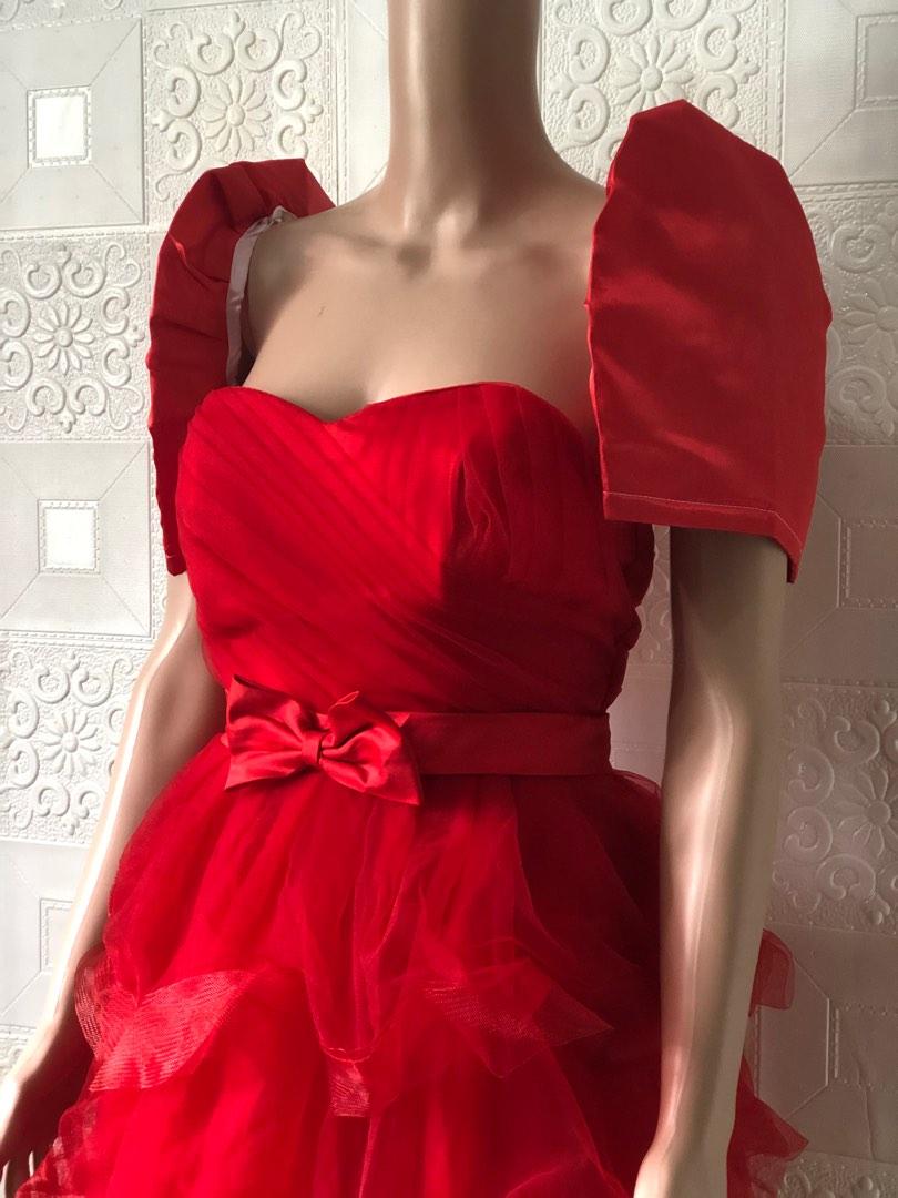 Red Cocktail Filipiniana Dress, Women's Fashion, Dresses & Sets ...