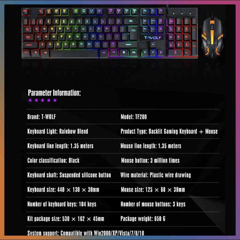 Rgb Keyboard And Mouse Tf200 Computers And Tech Parts And Accessories Computer Keyboard On Carousell