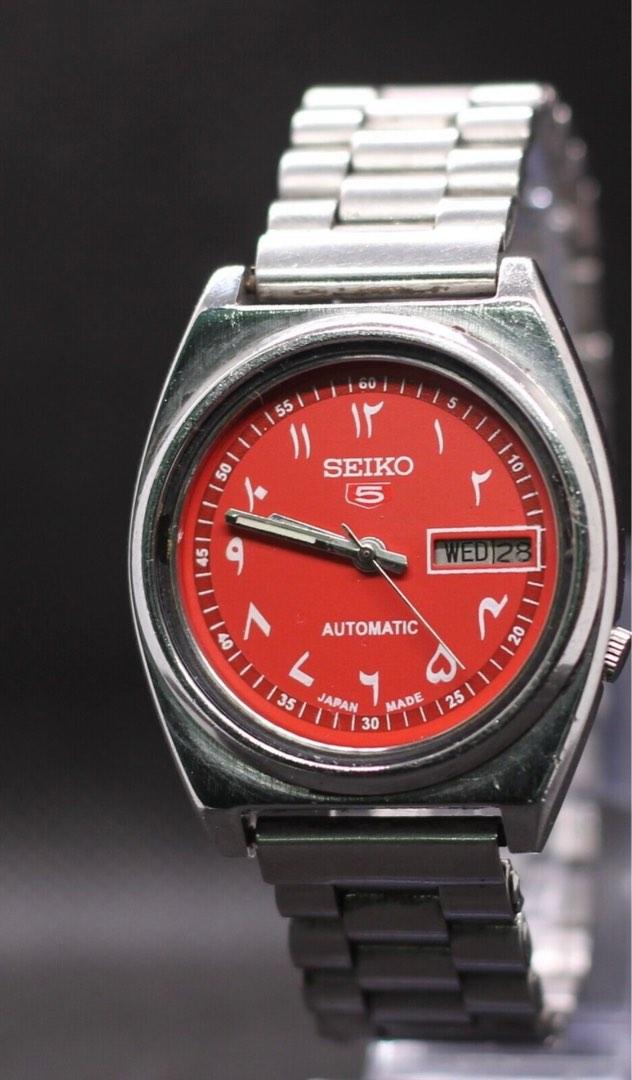 Seiko 5 Red Arabic Dial "7009" 17 jewels., Men's Fashion, Watches ...