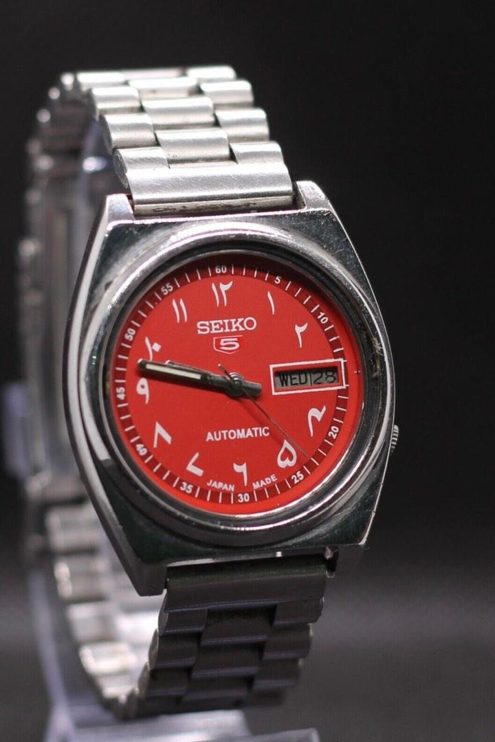 Seiko 5 Red Arabic Dial "7009" 17 jewels., Men's Fashion, Watches ...