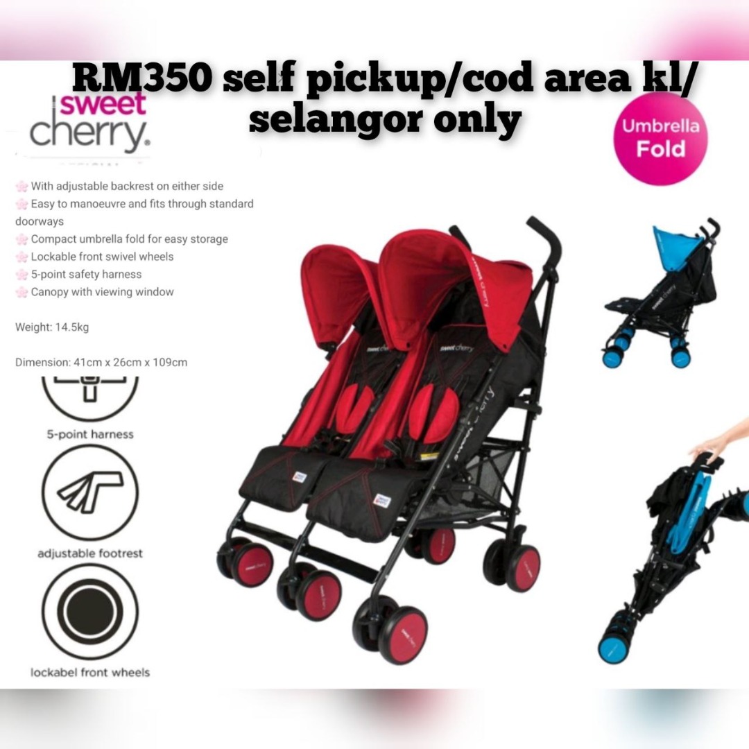 Sweet Cherry Twin Stroller, Babies & Kids, Going Out, Strollers on ...
