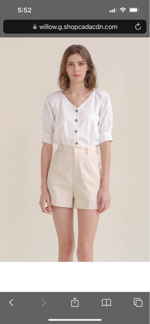 The Willow Label Athena Tortoise Shell Buttondown Top in Off White ...