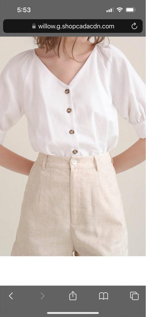 The Willow Label Athena Tortoise Shell Buttondown Top in Off White ...