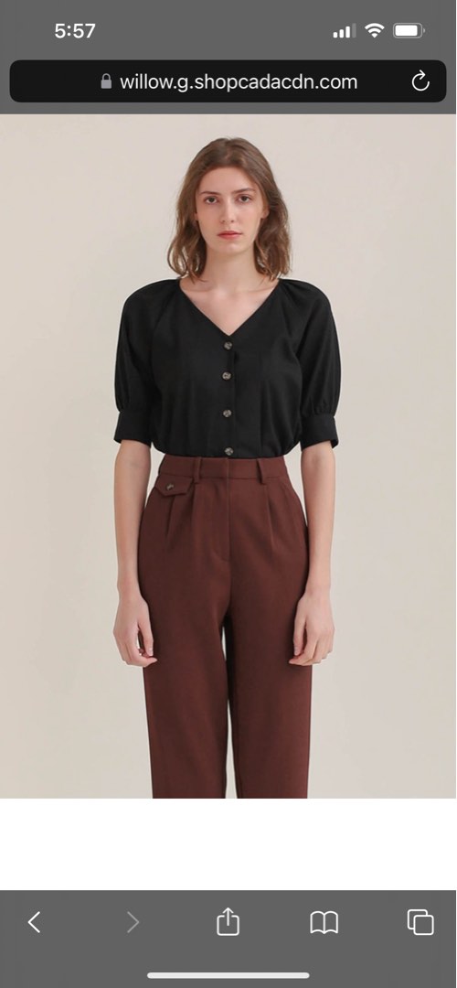 The Willow Label Athena Tortoise Shell Buttondown in Black, Women's ...