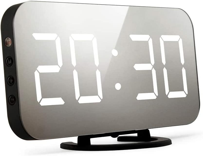 Thin Mirror Surface Digital Alarm Clock Automatic dimming LED Light ...