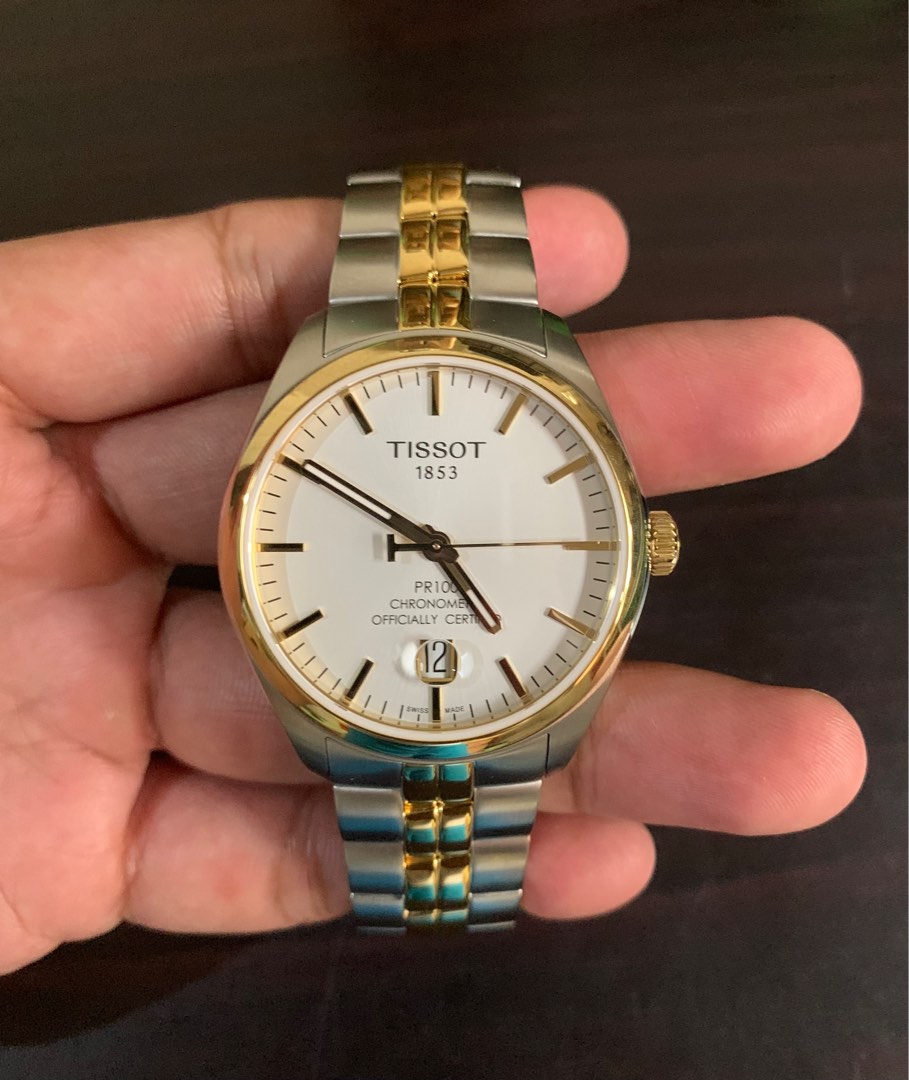 Tissot PR100 Two Tone Gold Silver Chronometer certified automatic 80hrs ...