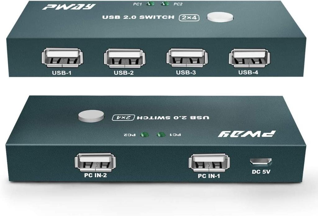 USB Switch Selector 2 Computer Sharing 4 USB 2.0 Device Peripheral ...