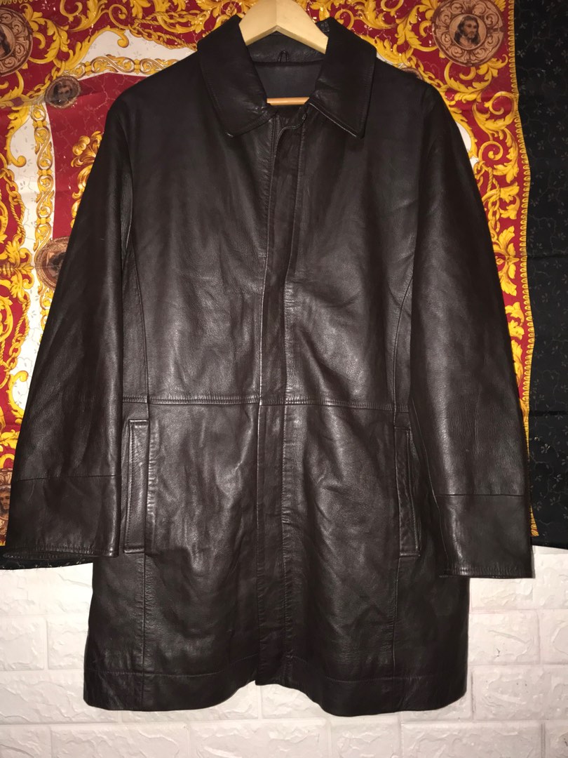 vera pelle x san dino long leather jacket, Men's Fashion, Coats ...