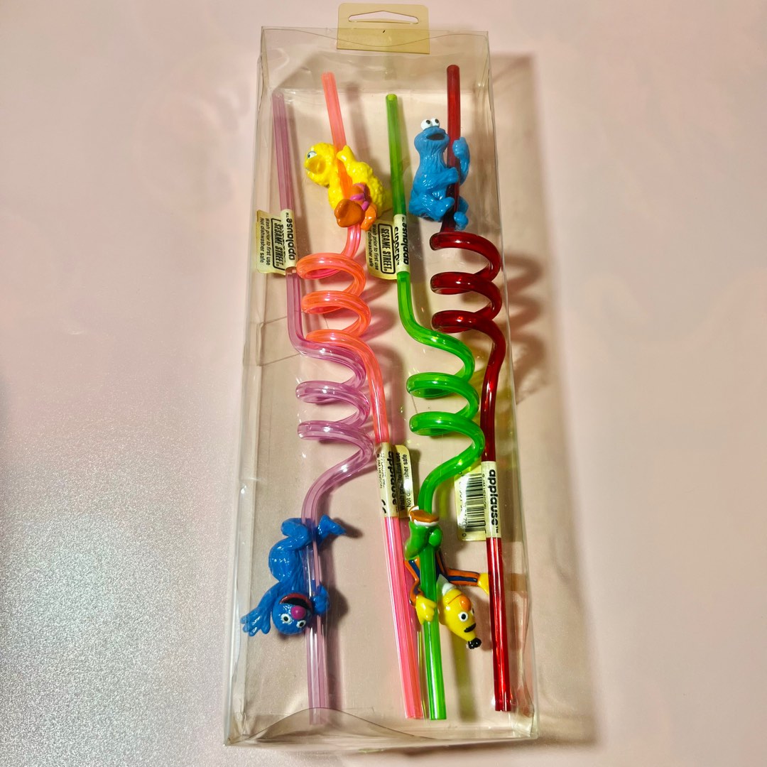 Vintage Applause Sesame Street Spiral Straw Sipper Set (Big Bird ...