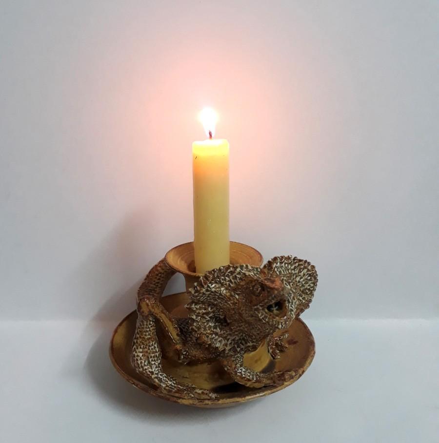 Vintage Hellfire Pottery Frilled Neck Lizard Candle/Tealite Holder ...
