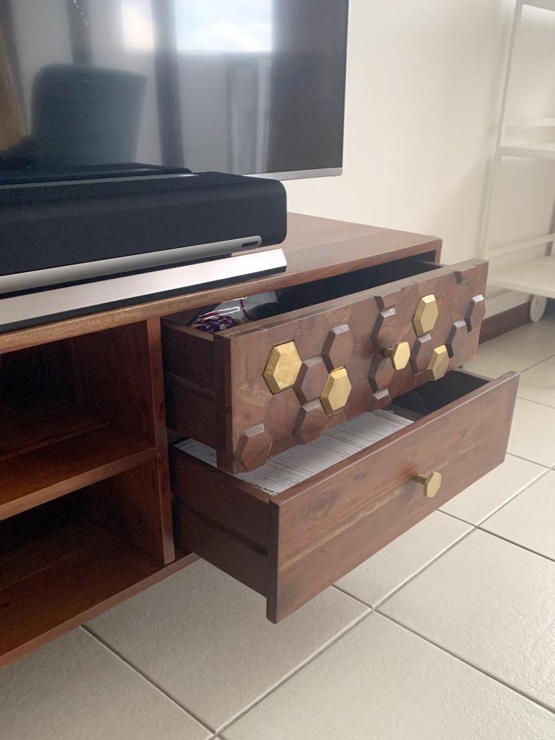 Wood Hexagon And Gold Inlay Hairpin Natasha Cabinet, WORLD MARKET, Furniture & Home Living ...