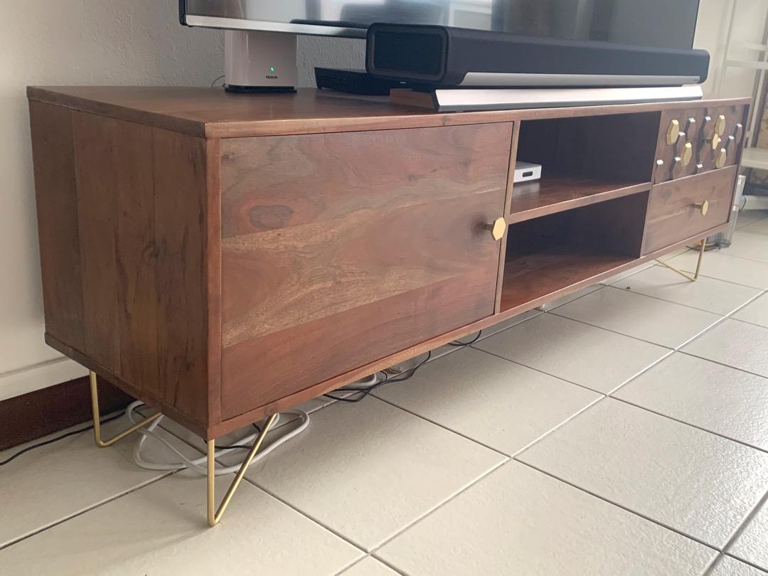 Wood Hexagon And Gold Inlay Hairpin Natasha Cabinet, WORLD MARKET, Furniture & Home Living ...