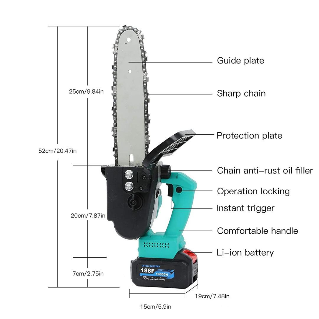 10-inch Handheld Battery Chainsaw, APROTII 700W Cordless Electric One ...