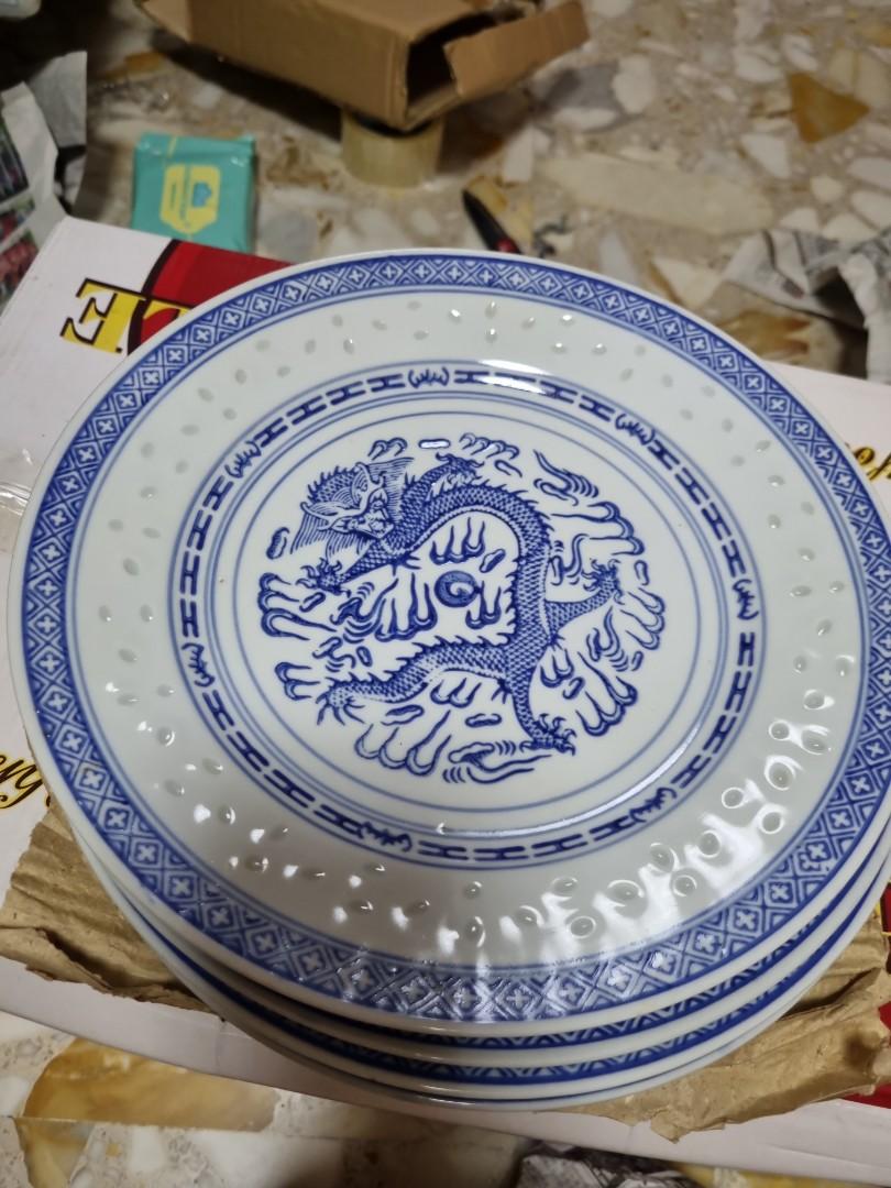 8 x blue Dragon plates, Furniture & Home Living, Kitchenware ...