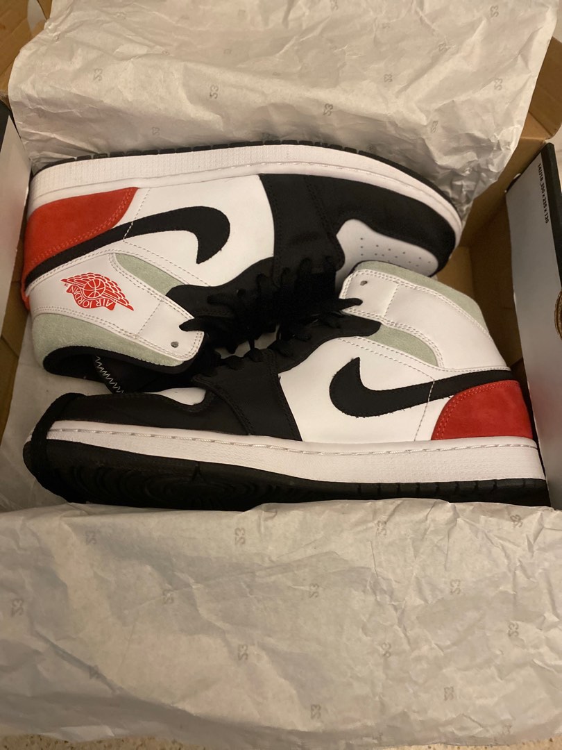 Air Jordan 1 Mid SE Union Red Black Toe Original, Men's Fashion ...