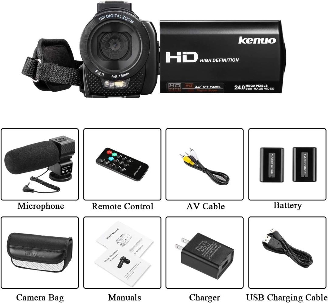 [B2436] Video Camera 4K Camcorder Kenuo Full HD 60FPS WiFi Vlogging ...