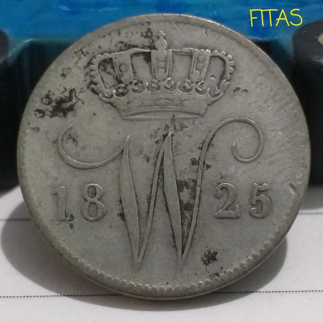 C.2-- 1 PC KOIN PERAK KUNO ASLI 25 CENTS WILLEM 1 TH 1825. -- SILVER ...