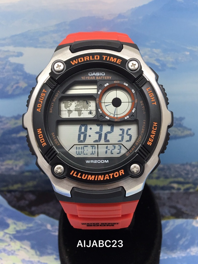 卡西歐CASIO AE-2100W 世界時區數位錶 橡膠錶帶, 他的時尚, 手錶及配件, 手錶在旋轉拍賣