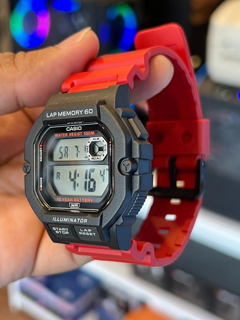 CASIO Lap Memory Digital Resin Band Men's Watch WS-1400H-4A, Men's ...