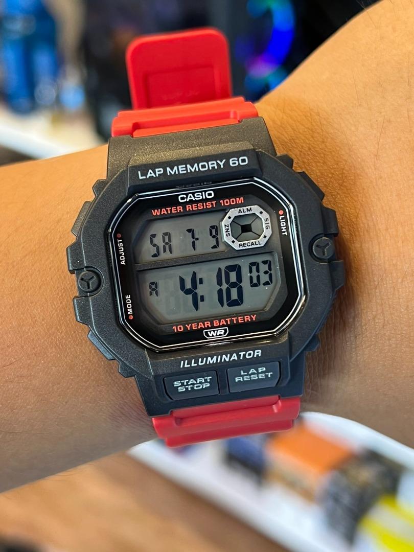 CASIO Lap Memory Digital Resin Band Men's Watch WS-1400H-4A, Men's ...
