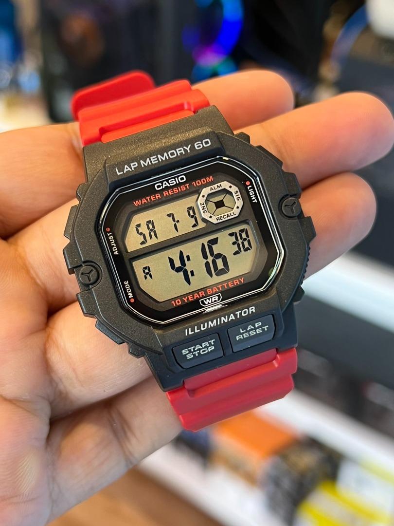 CASIO Lap Memory Digital Resin Band Men's Watch WS-1400H-4A, Men's ...
