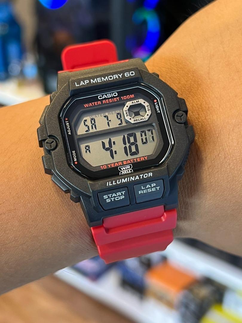 CASIO Lap Memory Digital Resin Band Men's Watch WS-1400H-4A, Men's ...