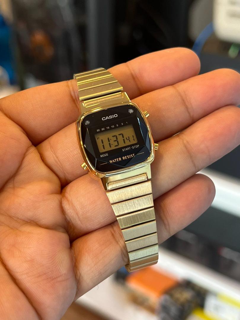 CASIO Natural Diamond Digital Stainless Steel Ladies Watch LA670WGAD-1 ...