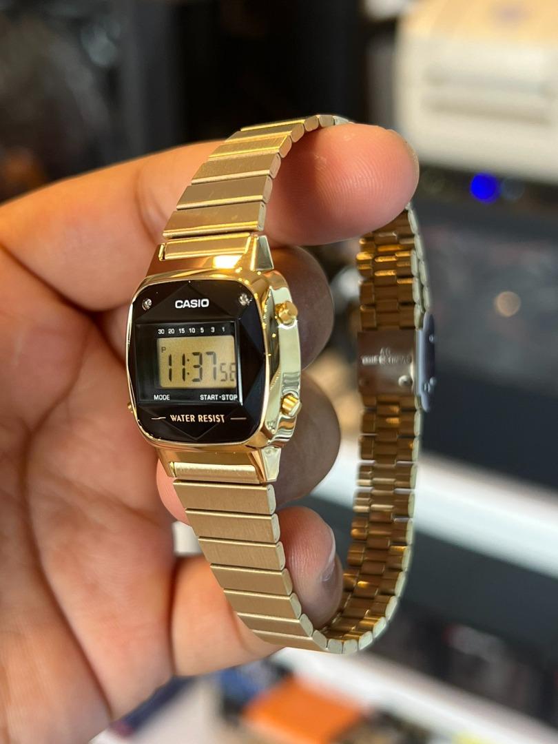 CASIO Natural Diamond Digital Stainless Steel Ladies Watch LA670WGAD-1 ...