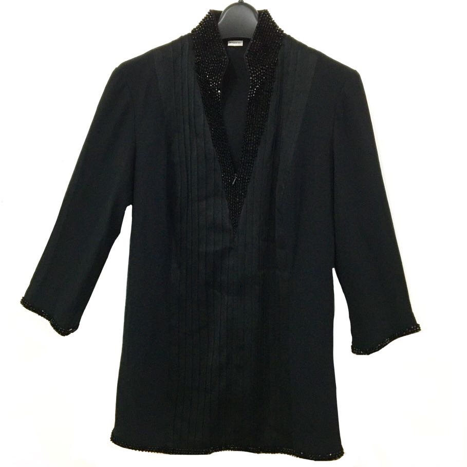Classy Elegant Costumized Embellished Jet Black Rhinestones Tunic Long ...